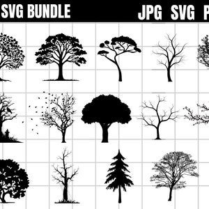 TREE SILHOUETTE SVG Bundle, Tree Cut Files for Cricut, Forest Svg Files ...