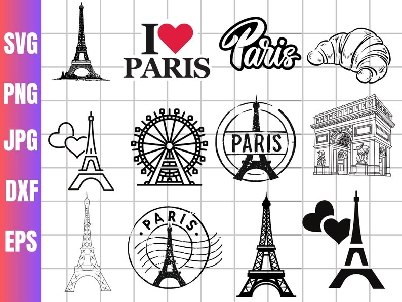 Paris Svg Bundle,paris Svg,eiffel Tower Svg,landmark Svg,vector,travel ...
