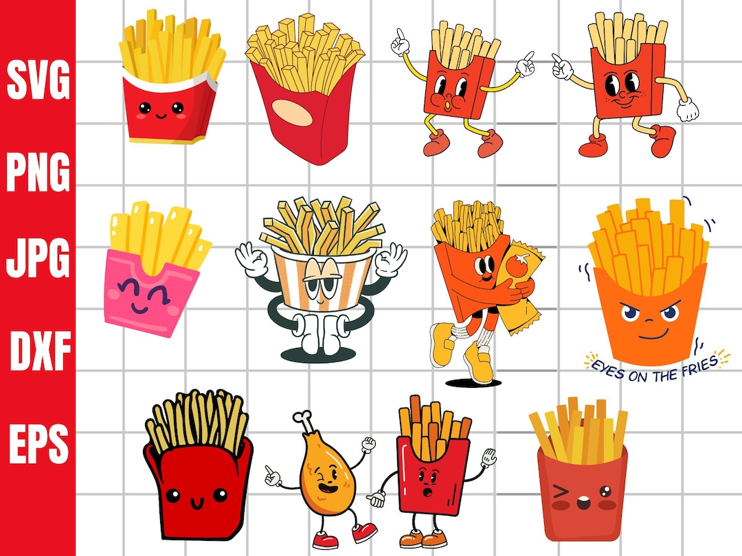 French Fries Svg Svg Bundle French Fry Svg Silhouette Cricut Cut File ...