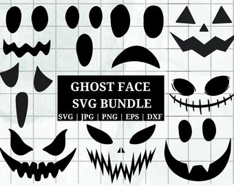 Ghost Face SVG Bundle, PNG, Halloween Svg, Cricut, Ghost Design, Cute ...