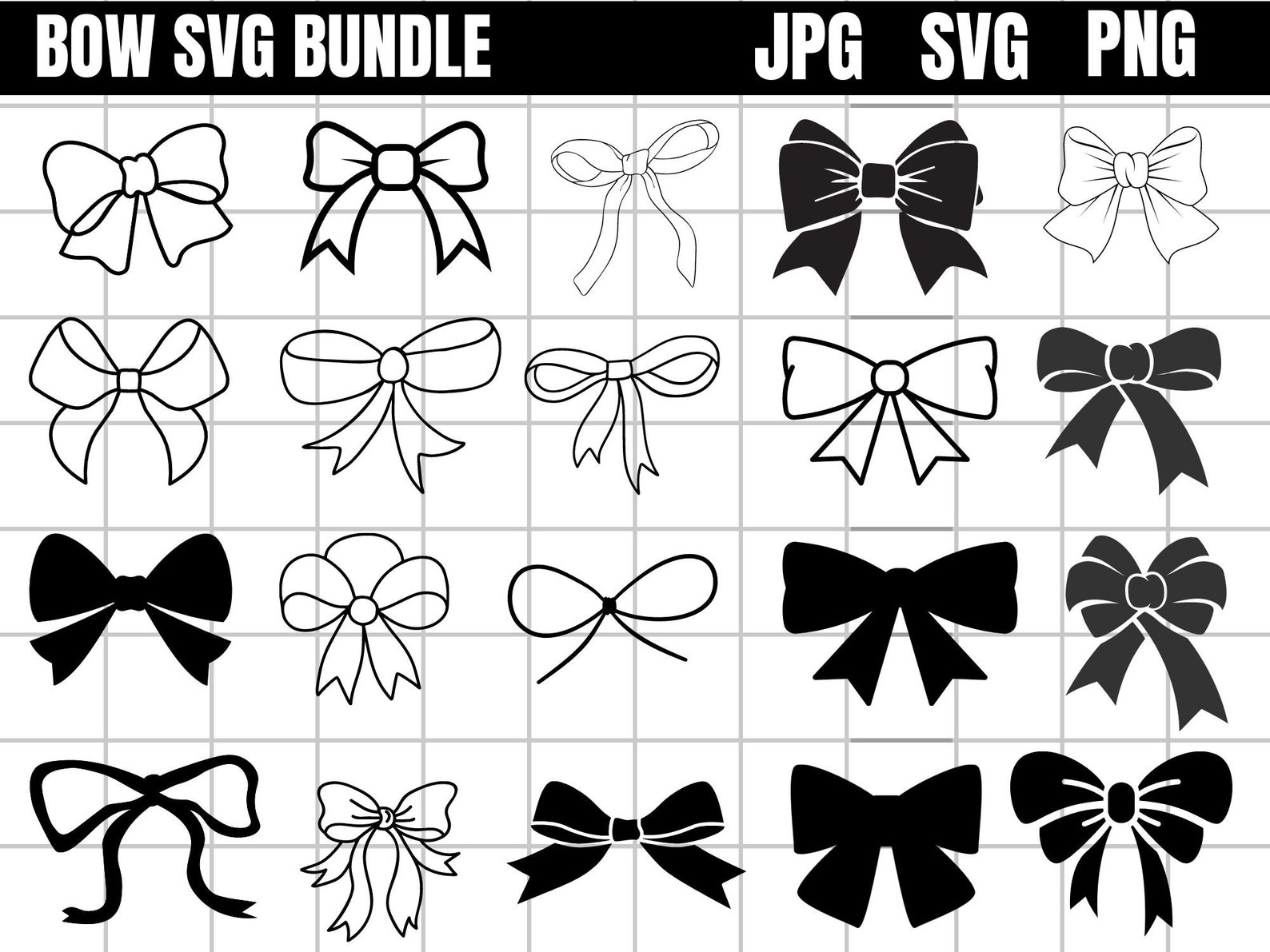 Ribbon Bow SVG Bundle, Ribbon SVG, Bow Svg, Hair Bow Svg, Bow Tie SVG ...