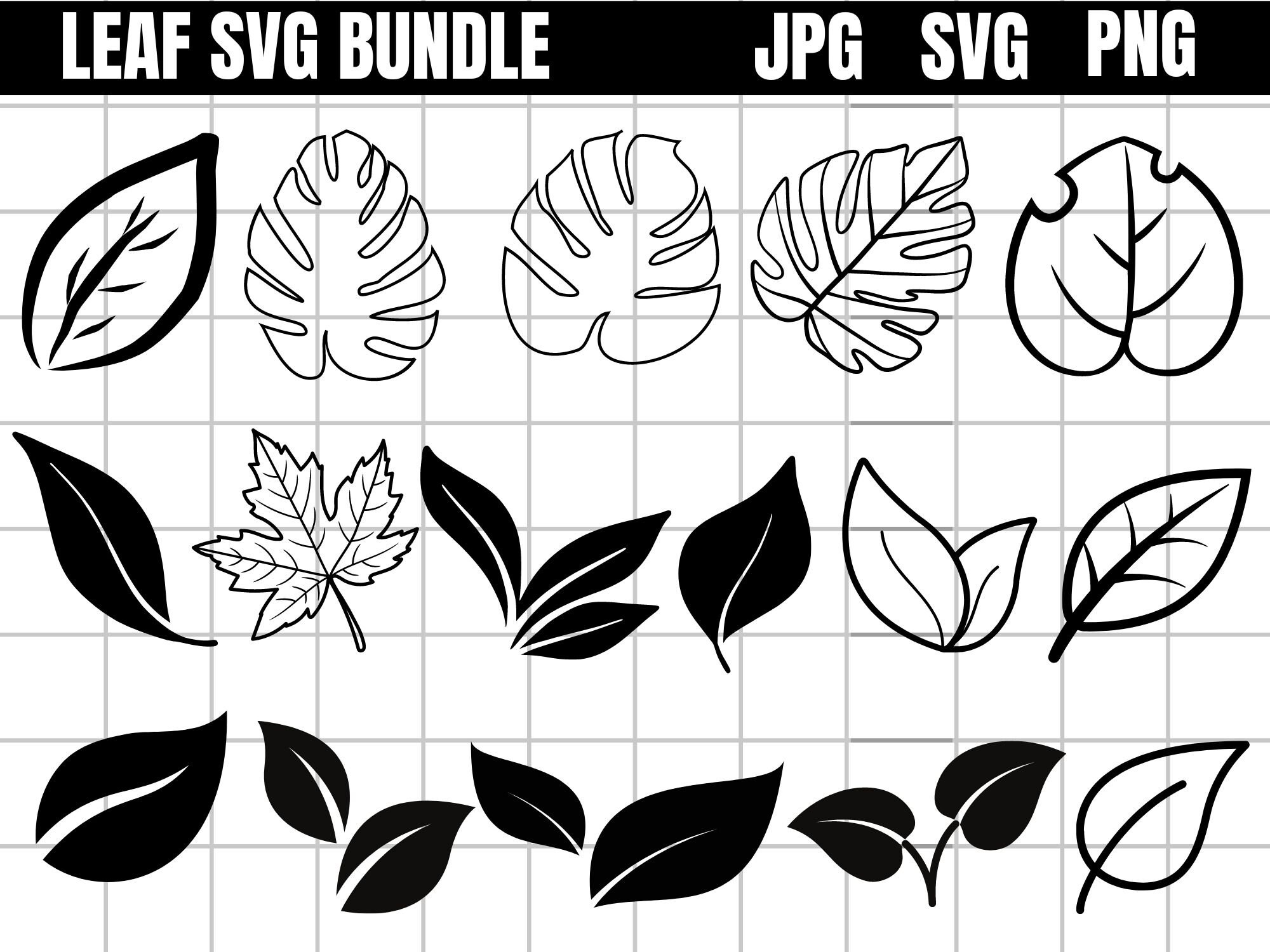LEAF SVG Bundle, LEAVES Svg Bundle, Leaf Clipart, Leaf Svg Cut Files ...