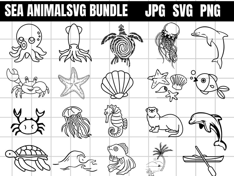 Sea SVG Bundle, Sea Animals Svg, Beach Svg, Ocean Svg, Sea Life Svg ...