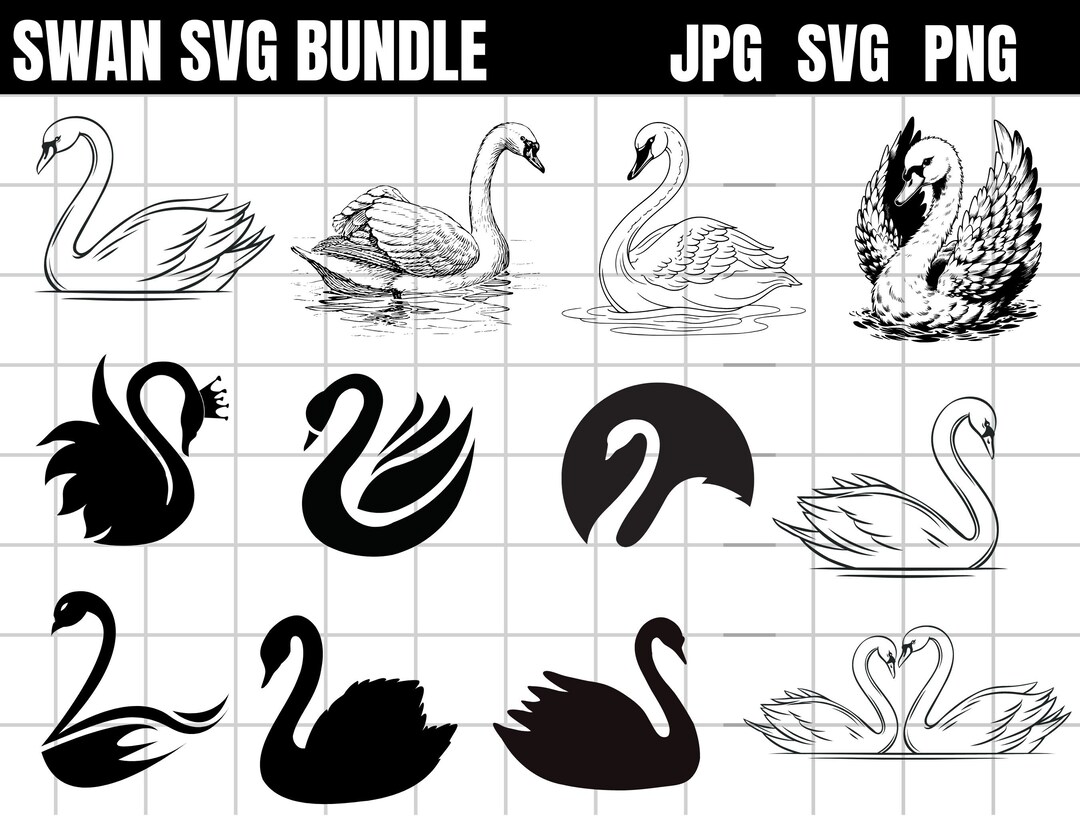 SWAN SVG BUNDLE, Swan Svg, Swan Bundle Png, Swan Clipart, Swan Cut ...