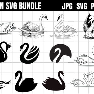 SWAN SVG BUNDLE, Swan Svg, Swan Bundle Png, Swan Clipart, Swan Cut Files for Cricut, Swan Vector ...