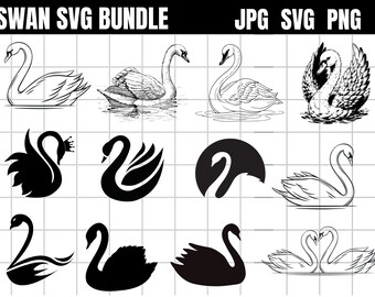 SWAN SVG BUNDLE, Swan Svg, Swan Bundle Png, Swan Clipart, Swan Cut ...