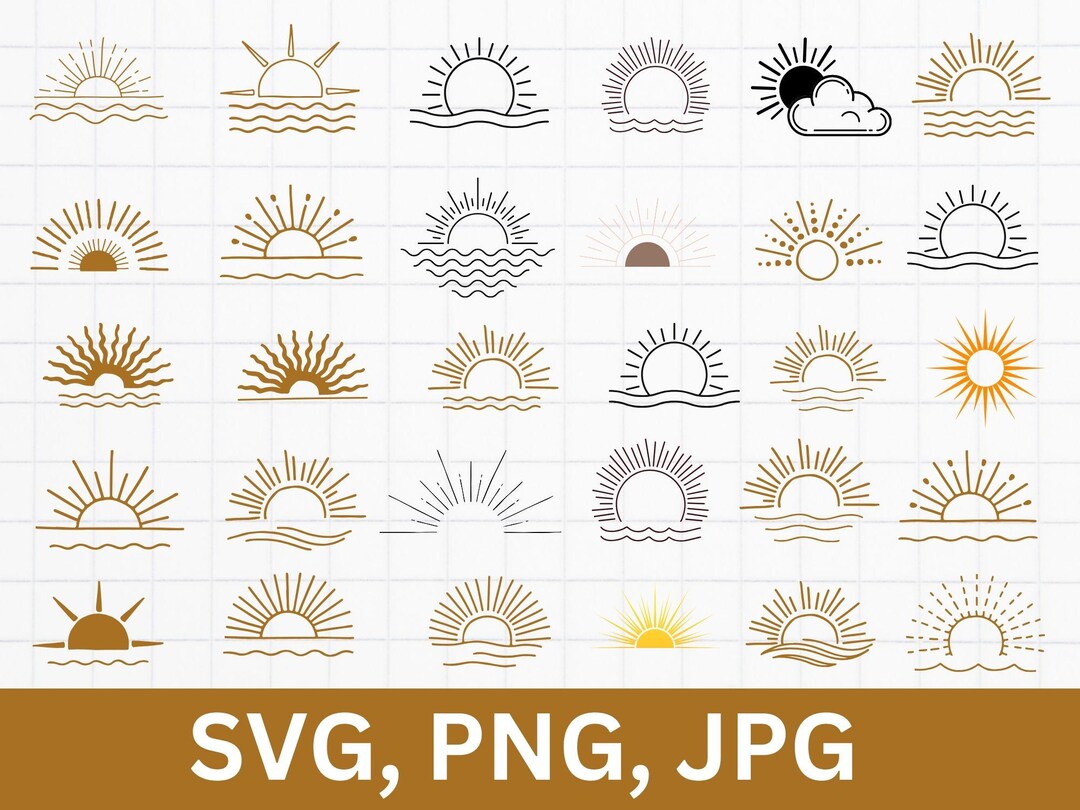 Sunrise SVG, Sun Svg for Cricut, Sunrise Clipart, Sunrise Cut File, Sun ...