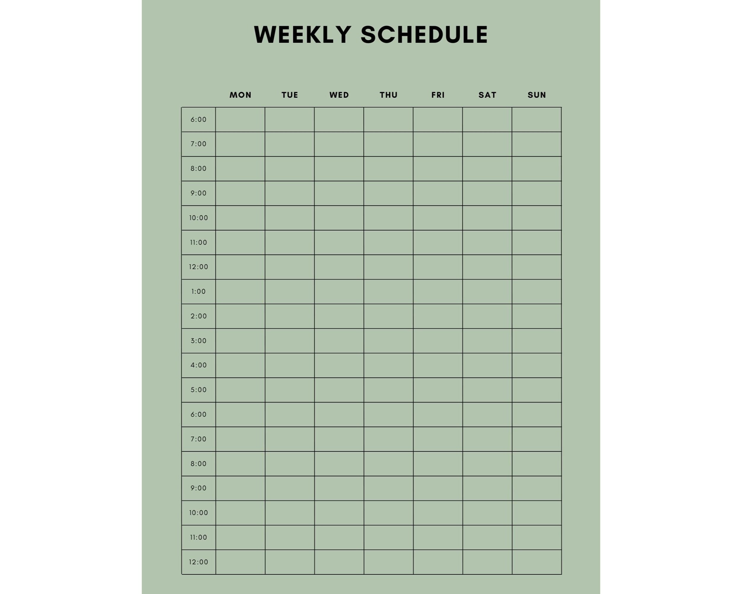 Weekly Planner Printable Weekly Schedule Template Weekly - Etsy