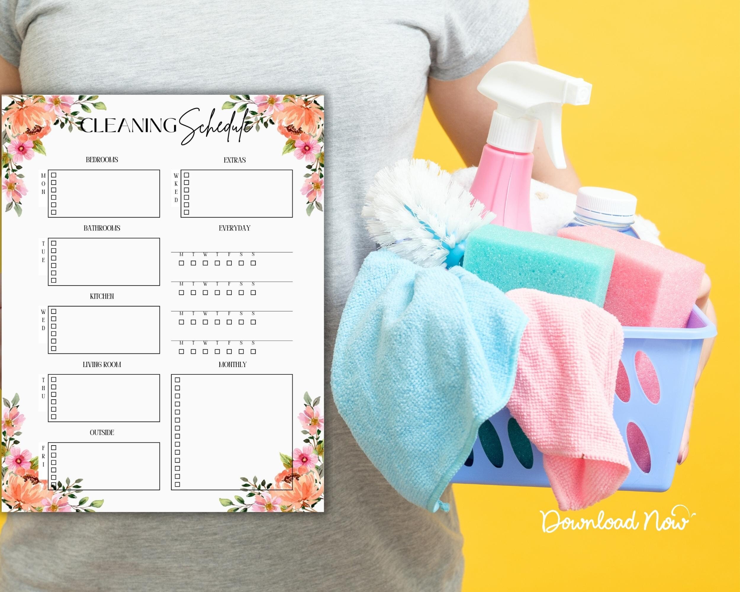 Cleaning Checklist Printable Cleaning Schedule Planner for Home Cleansing Home Cleaning Planner ...