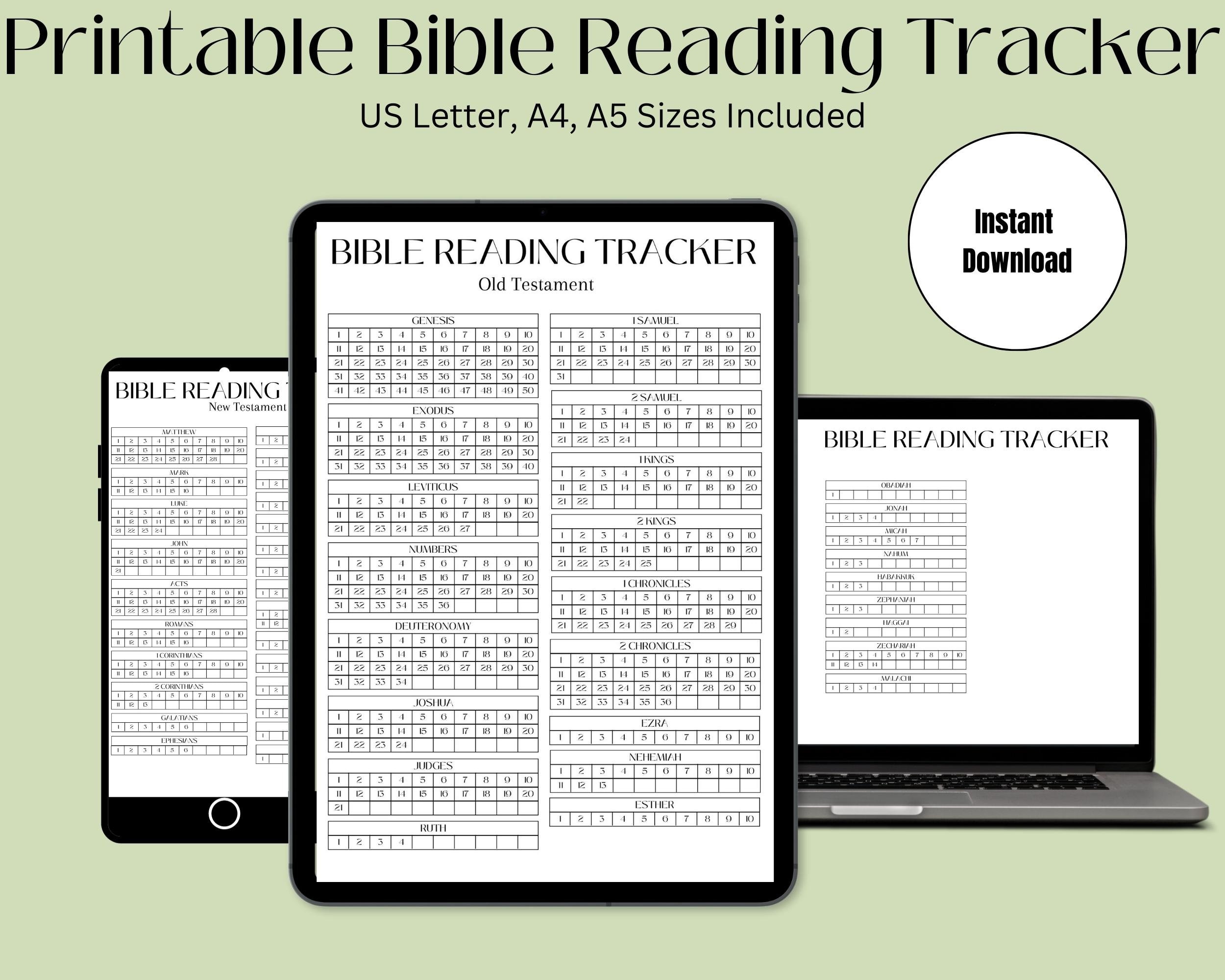 Bible Reading Tracker Printable Bible Reading Checklist for Bible Study ...