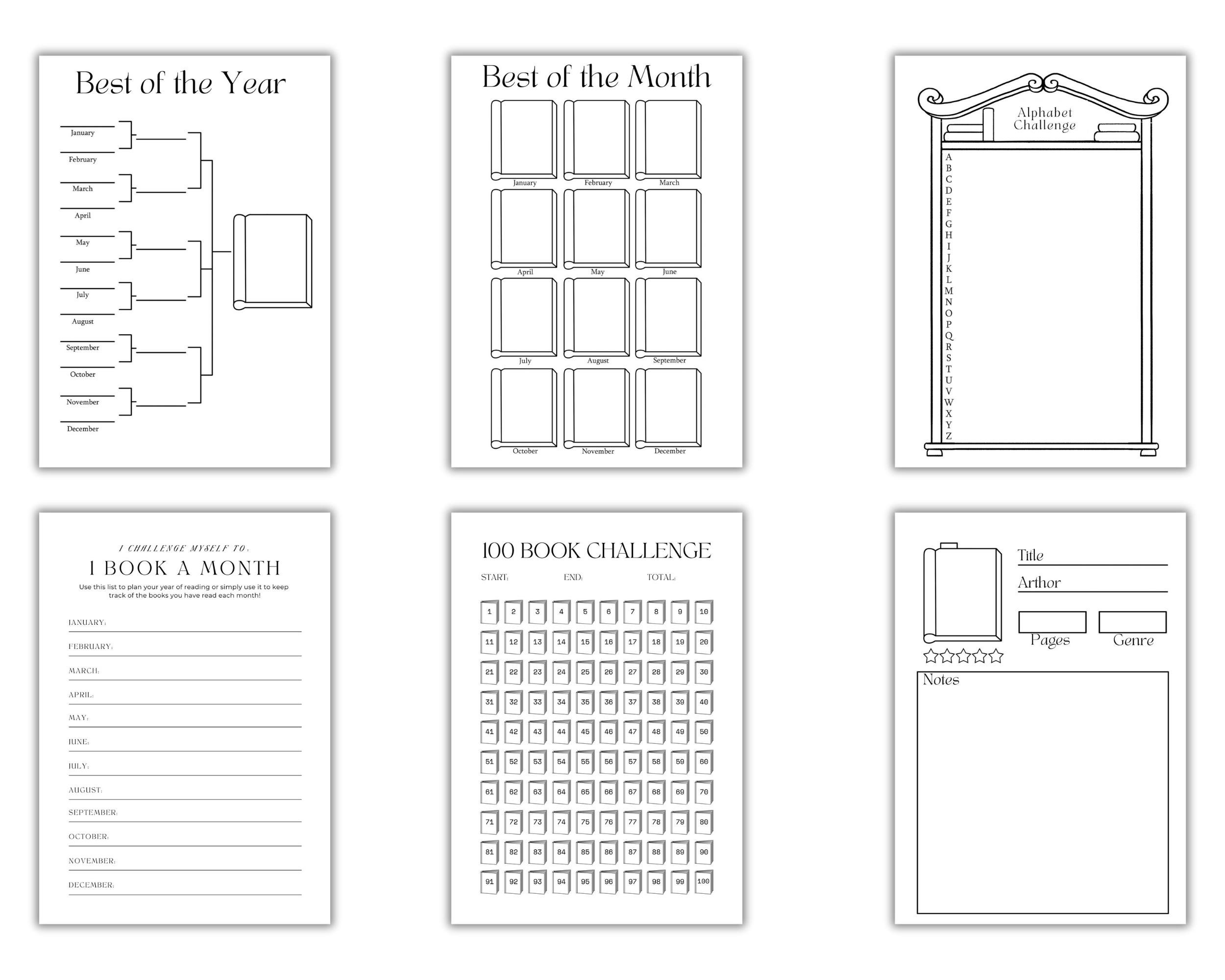 Book Tracker Printable Bundle Reading Tracker Reading Log - Etsy
