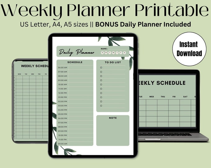 Weekly Planner Printable Weekly Schedule Template Weekly Planner ...