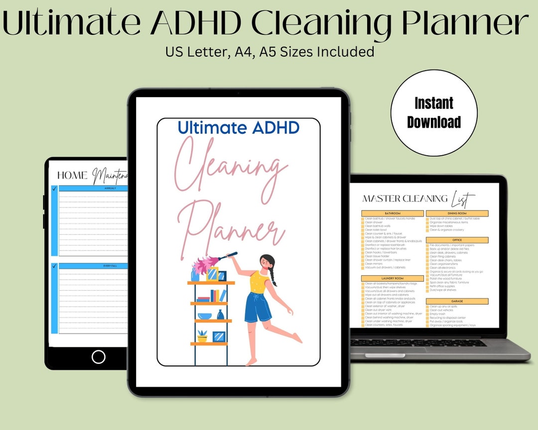 ADHD Planner Printable ADHD Cleaning Planner Adhd Digital - Etsy