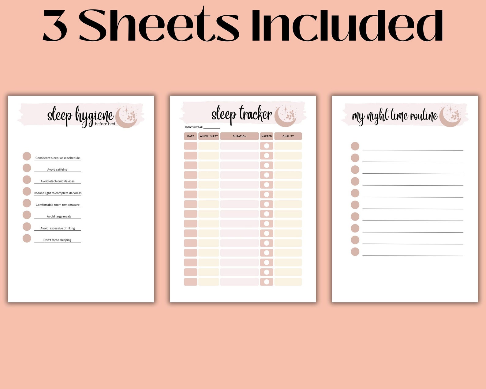 Sleep Tracker Printable PDF Template Sleep Log Template Sleep Track for ...