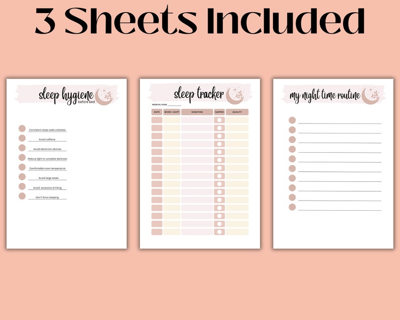 Sleep Tracker Printable PDF Template Sleep Log Template Sleep Track for ...