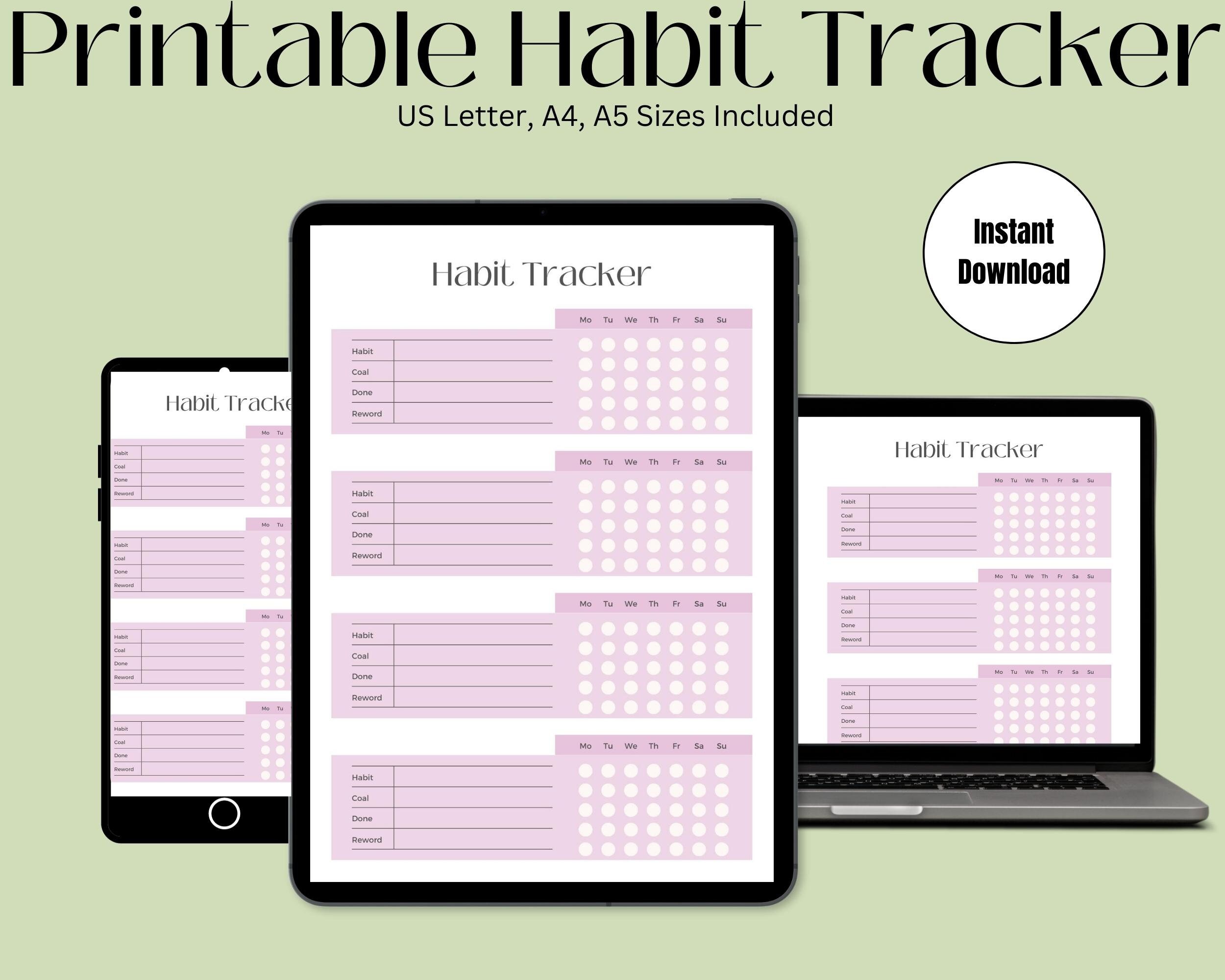 Habit Tracker Printable Habit Tracker Digital Monthly Habit - Etsy