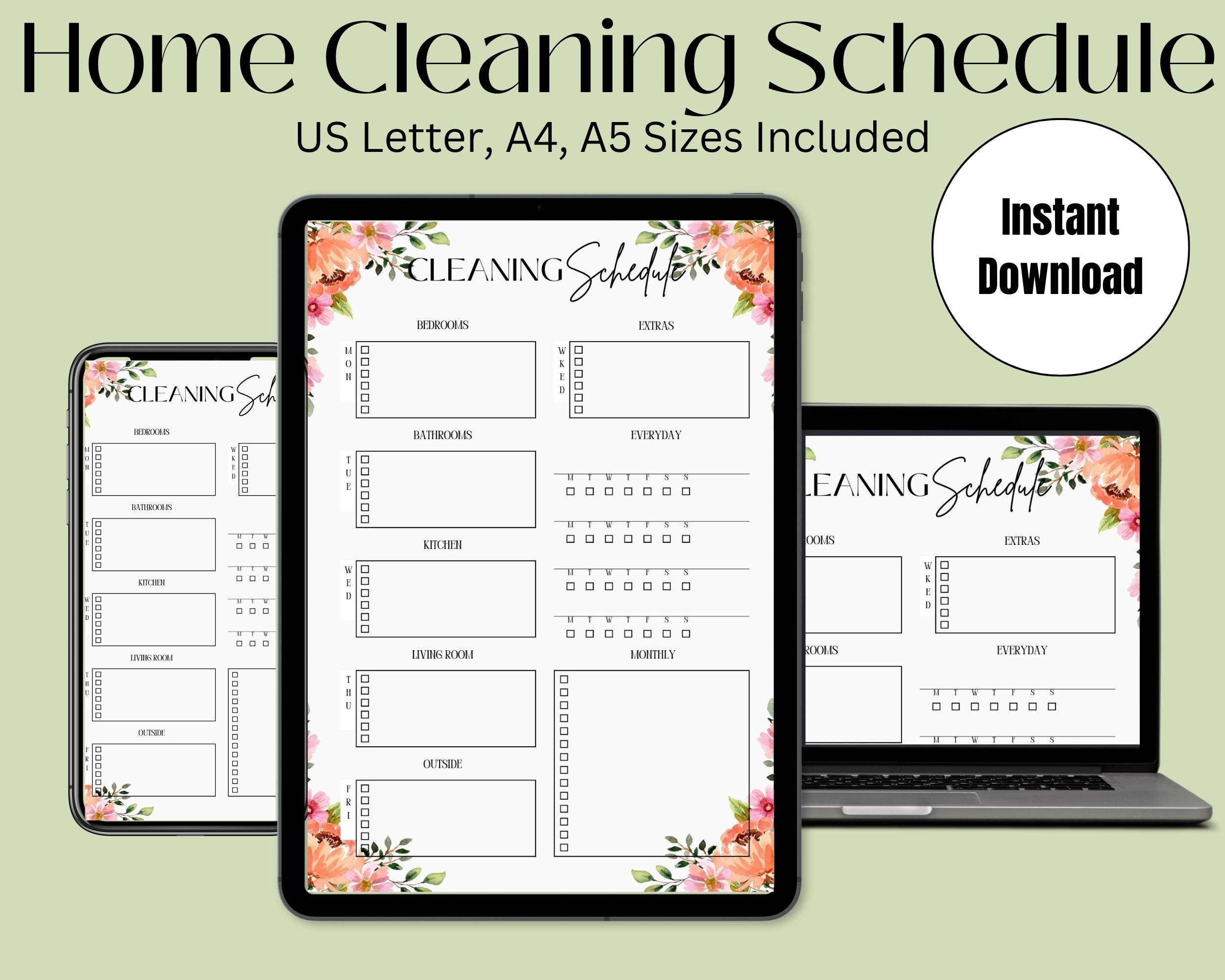 Cleaning Checklist Printable Cleaning Schedule Planner for Home Cleansing Home Cleaning Planner ...
