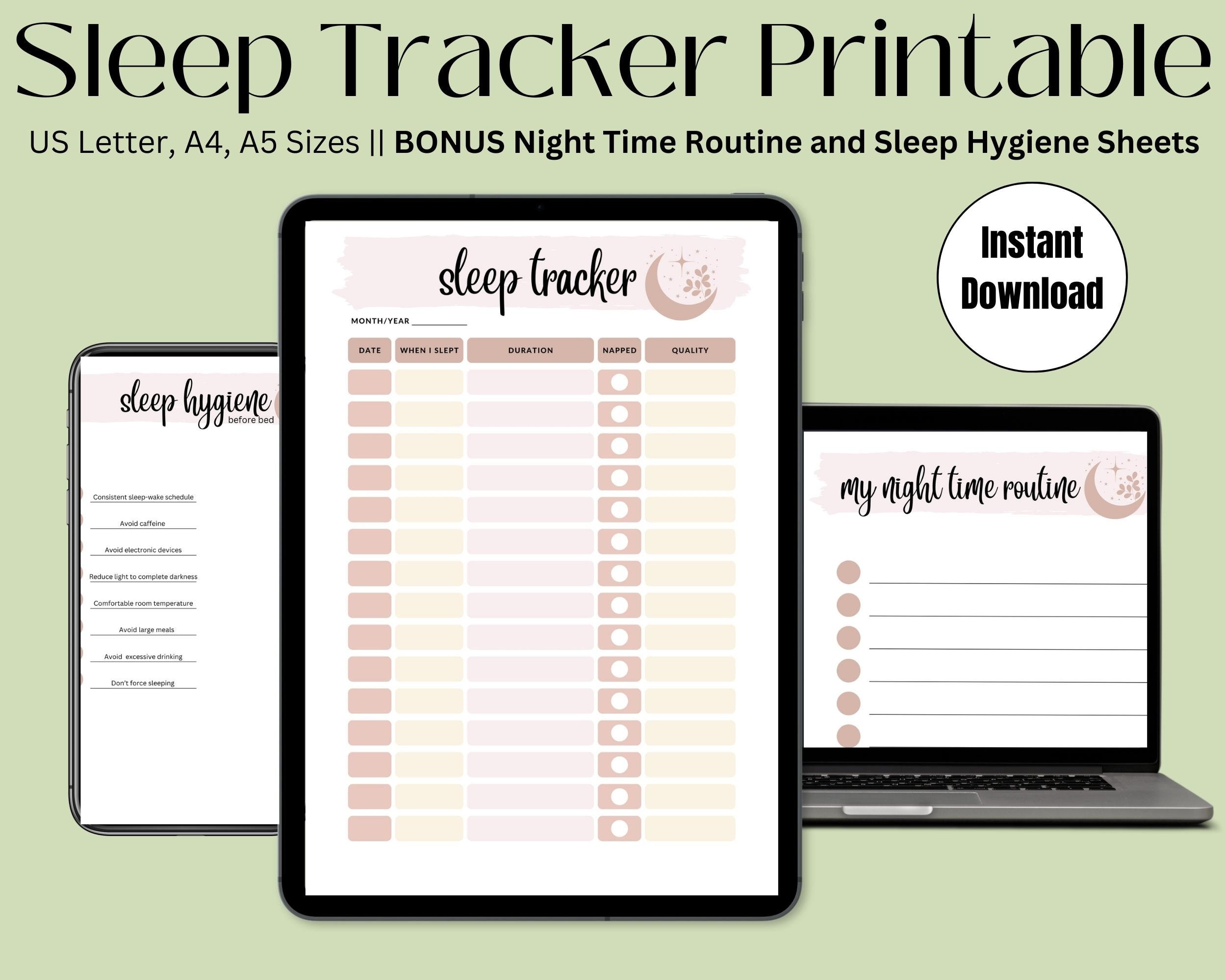 Sleep Tracker Printable PDF Template Sleep Log Template Sleep Track for ...