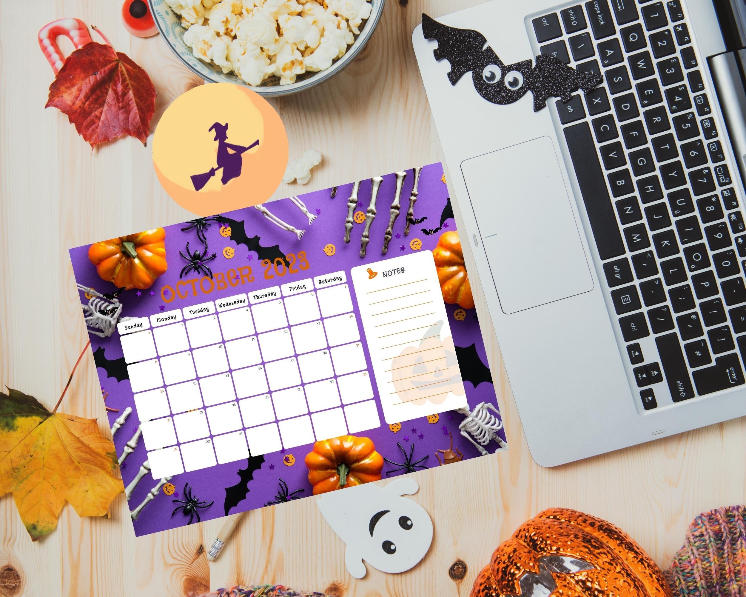 October 2023 Calendar Printable Halloween Calendar 2023 October ...