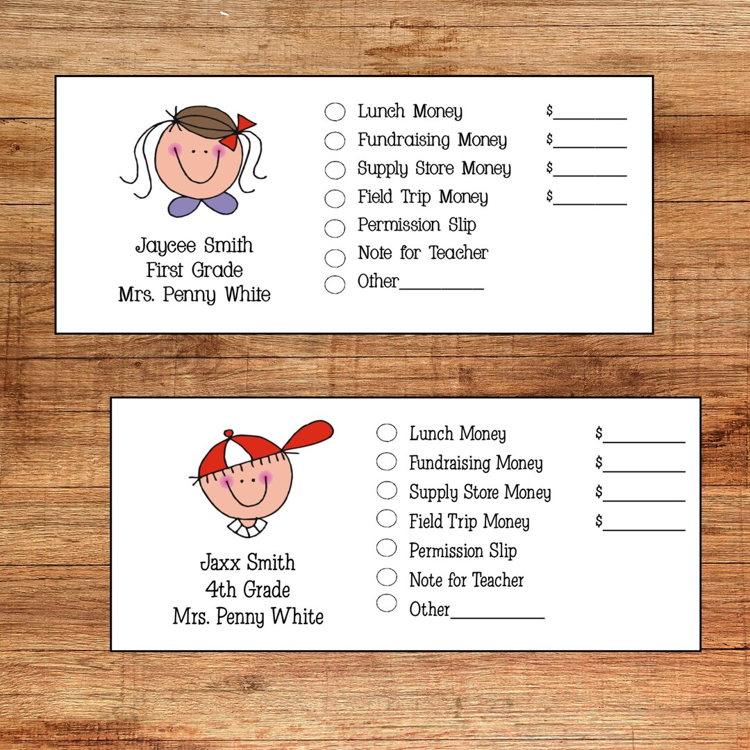 Personalized School Envelopes: Lunch Money, Notes, Forms - Etsy