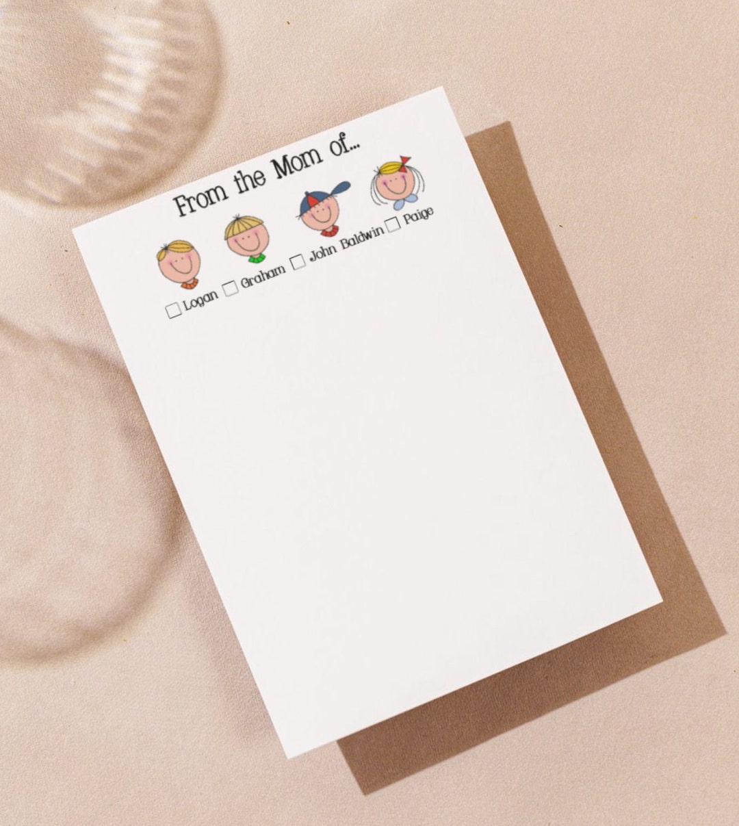 Personalized Stick Figure Family Notepad: Gift for Mom - Etsy