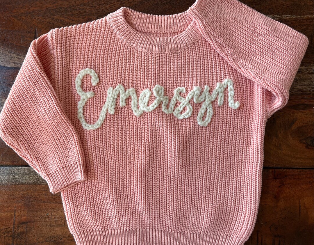 Custom Hand-embroidered Baby Sweater, Personalized Name Monogram - Etsy