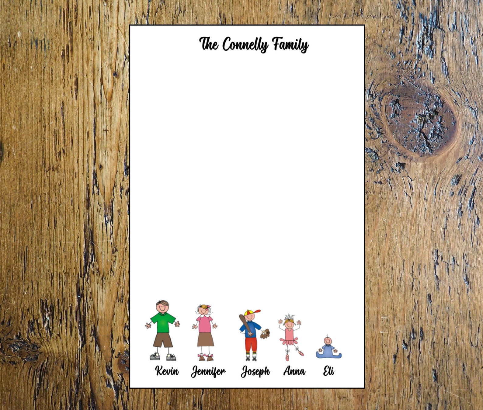 Custom Stick Figure Family Notepad, Mom Notepad, Custom Family Notepad ...