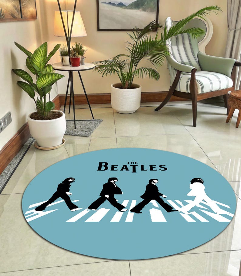 The Beatles Rug: Round Rock Band Music Rug, Non-slip Cotton - Etsy
