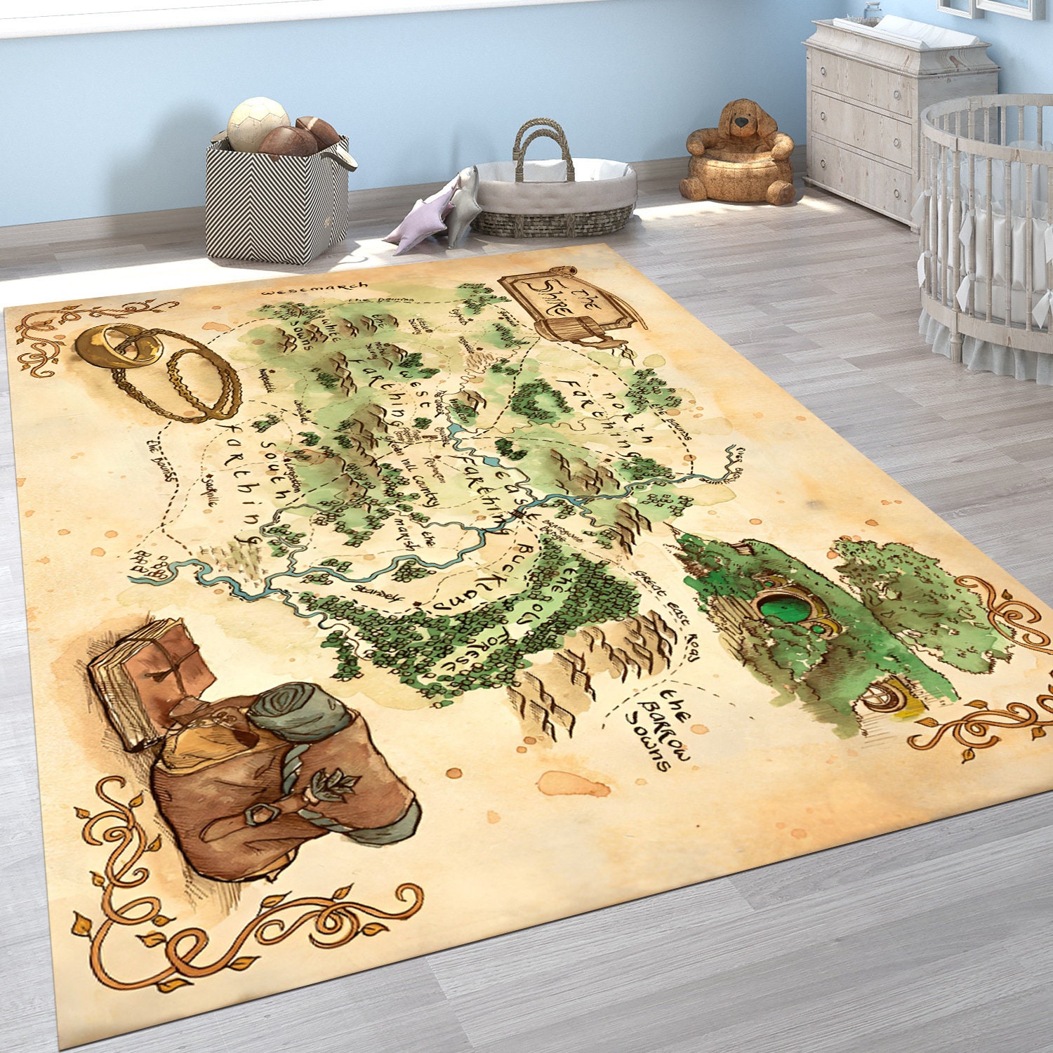 Middle Earth Map Rug,popular Movie Rug, Map Rug, the Rings Map Rug ...