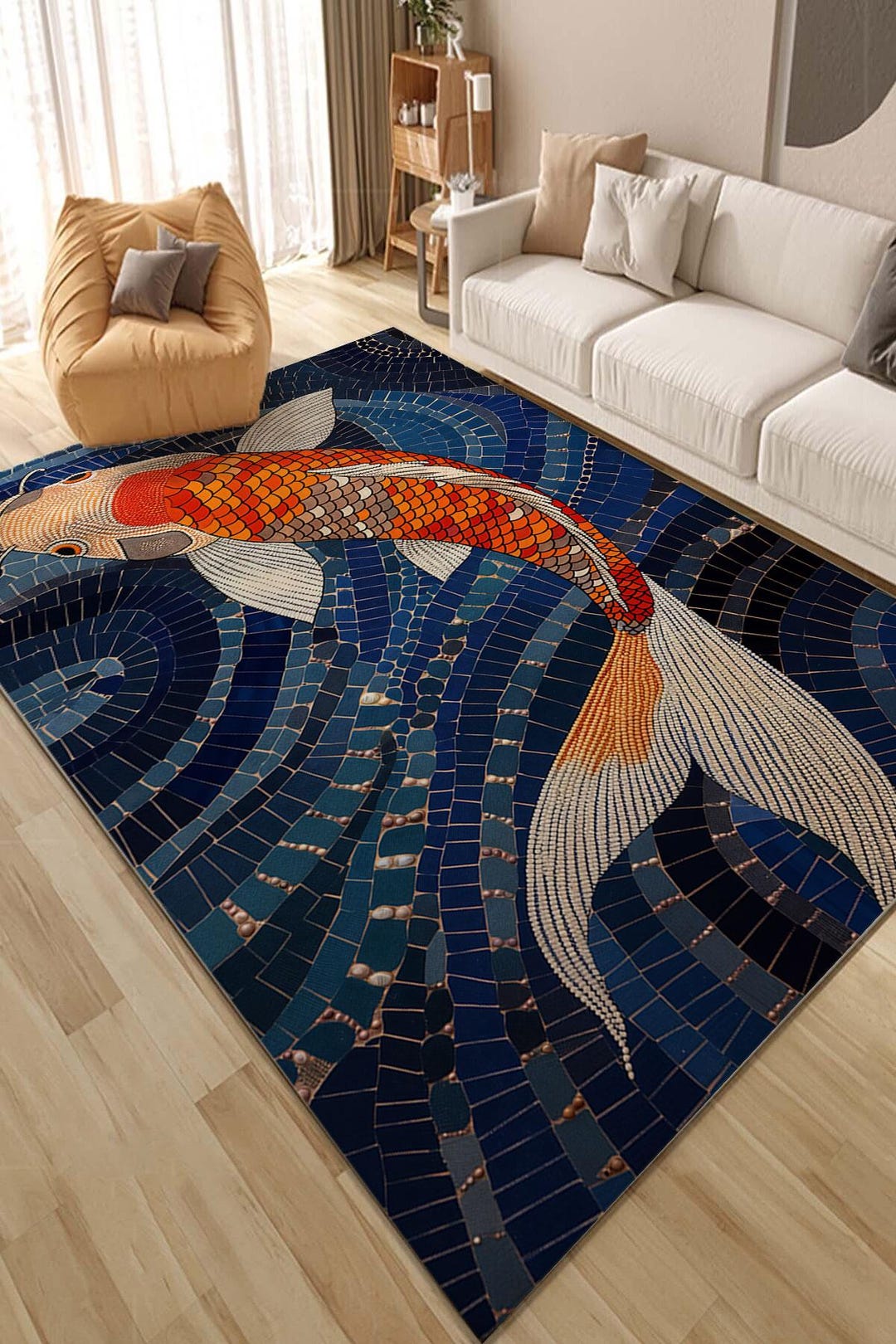 Koi Fish Yin-yang Rug, Koi Fish Carpet, Japanese Rug, Chinese Rug ...