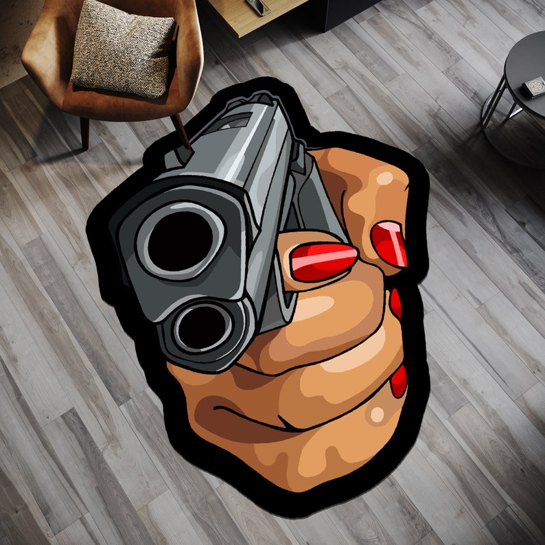 Gun Area Rug, Cotton Gamer Room Decor - Etsy
