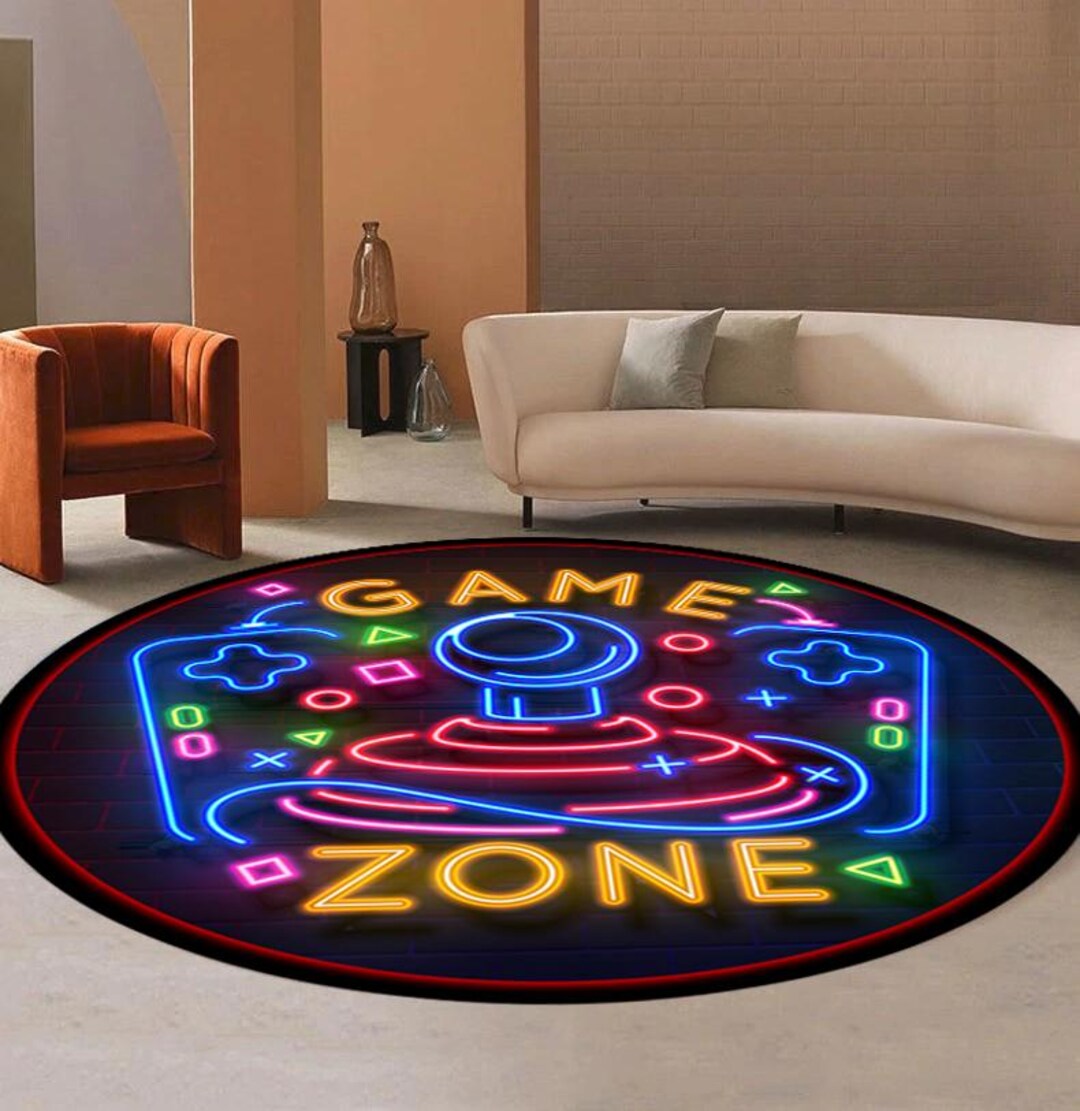 Neon Game Zone Rug: Retro Arcade Style - Etsy