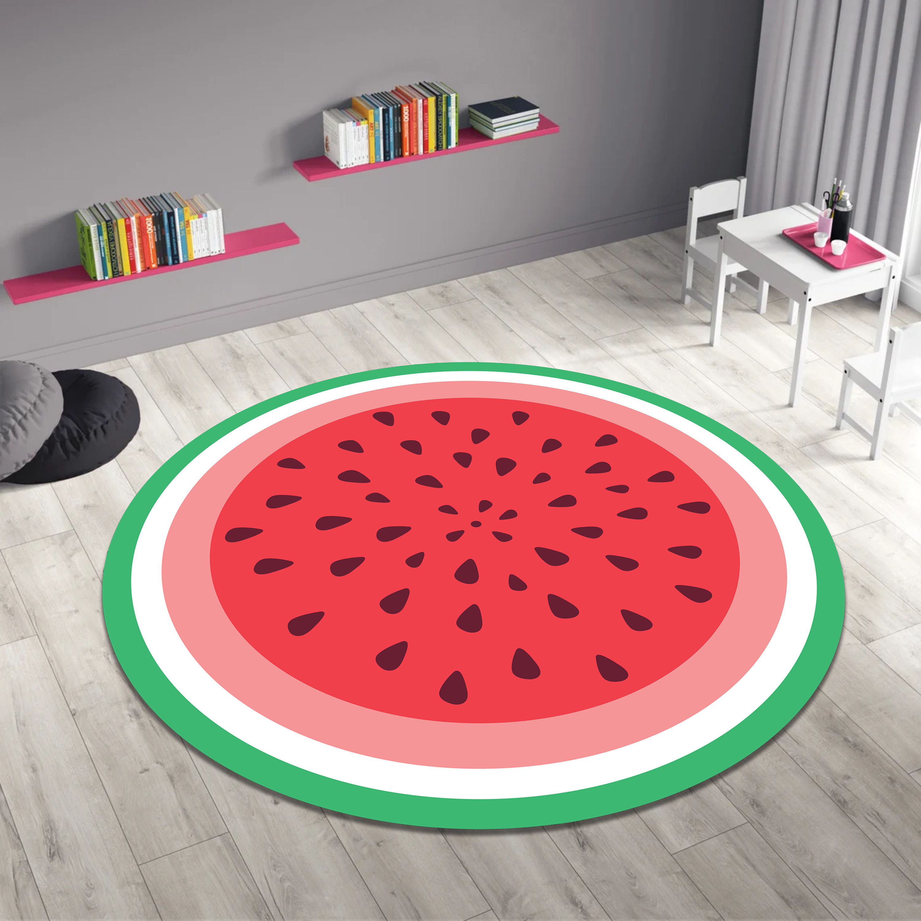 Watermelon Rug, Round Kitchen Carpet, Fruit Décor, Cute Nursery Play ...