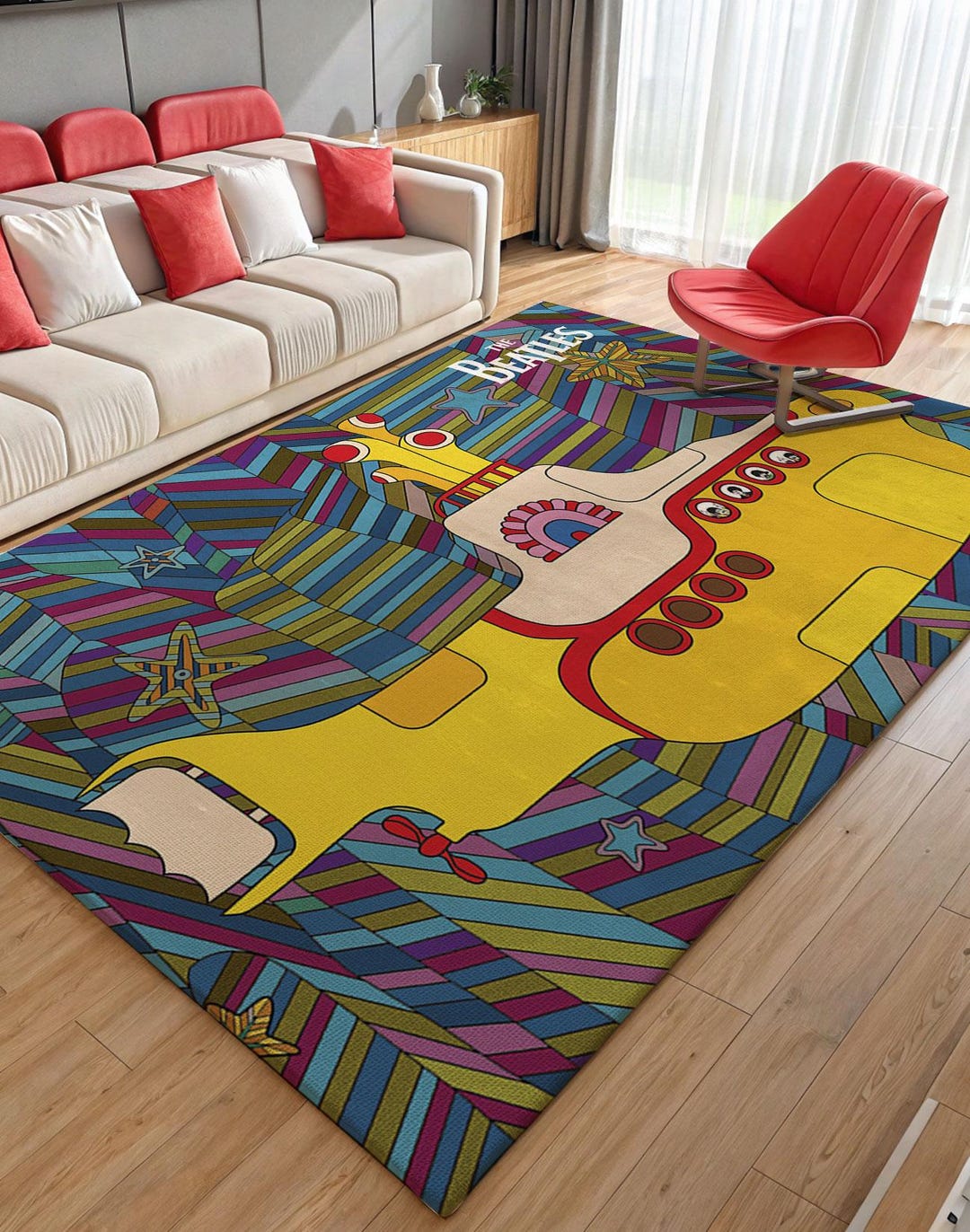 The Beatles Rug: Yellow Submarine, Rock Band Fan Decor - Etsy