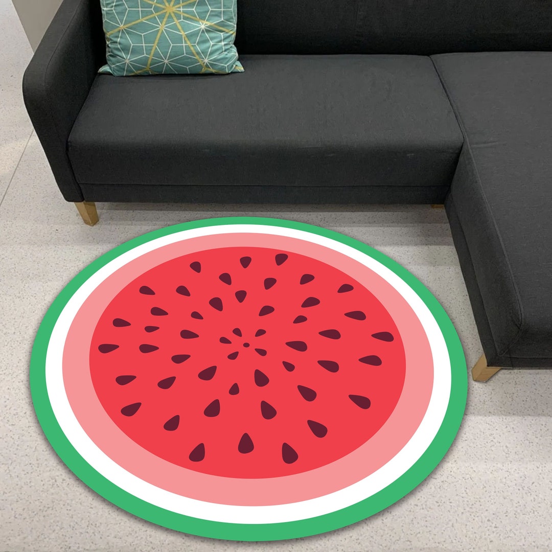 Watermelon Rug, Round Kitchen Carpet, Fruit Décor, Cute Nursery Play ...