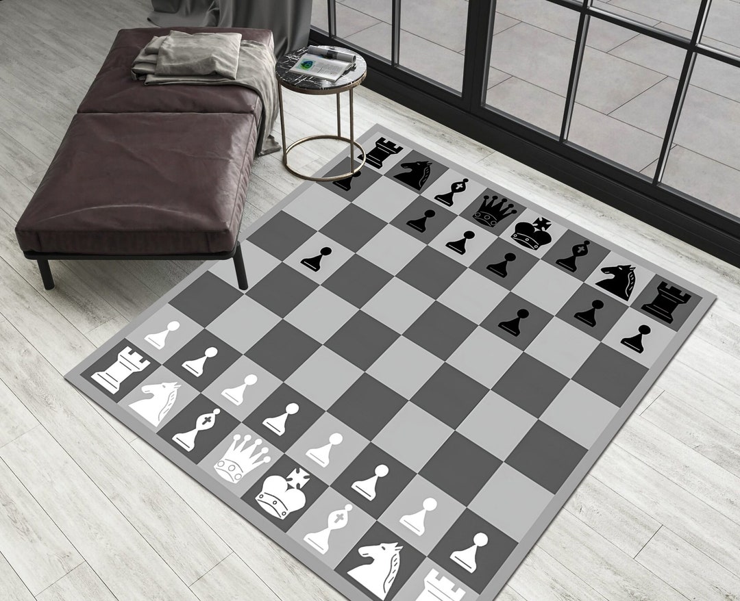 Chess Set, Chess Set Rug, Game Room Rug, Home Decor, Gift for Chess ...