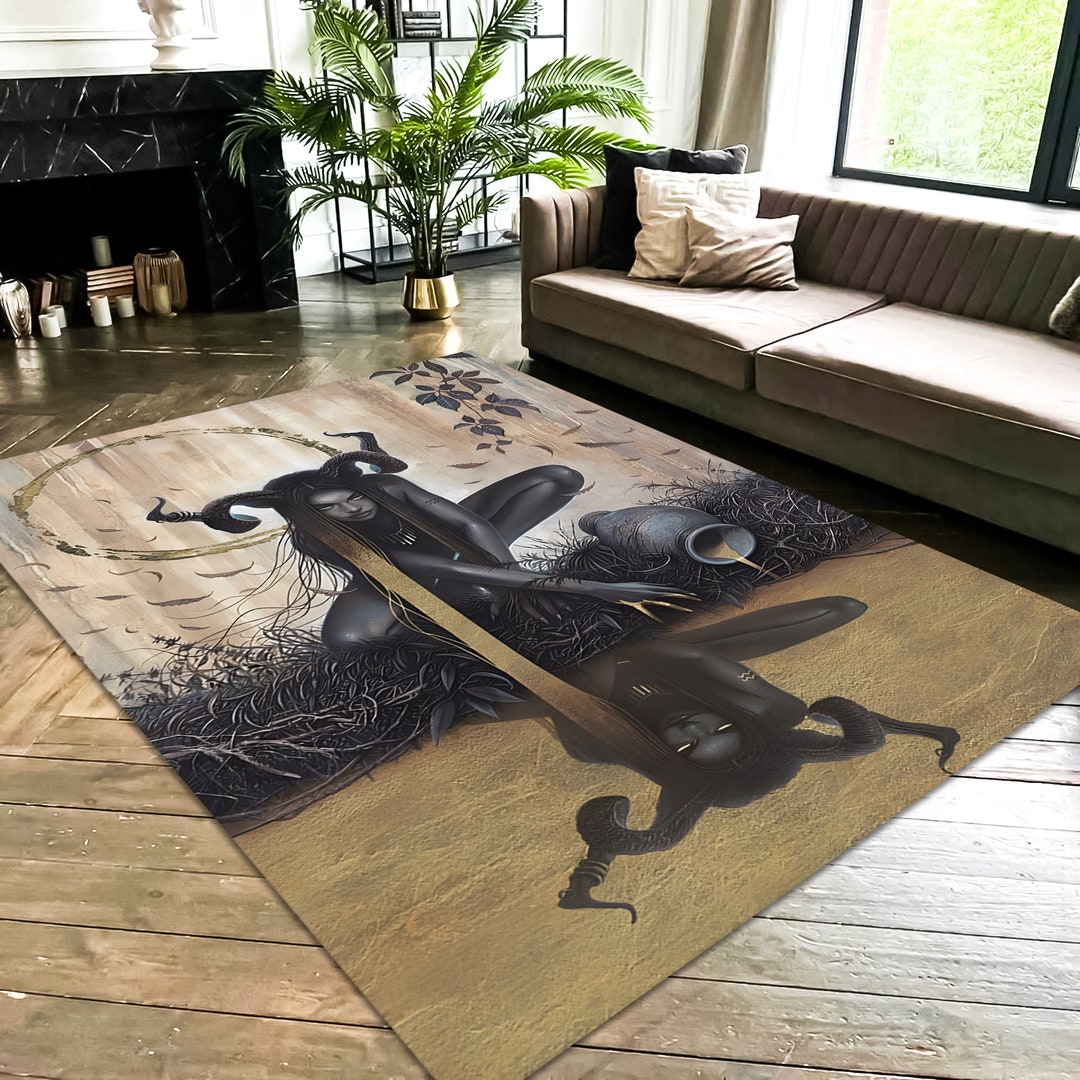 Satanic Rug, Woman Rug, Baphomet Rug, Satanic Decor, Pagan Rug, Gothic ...