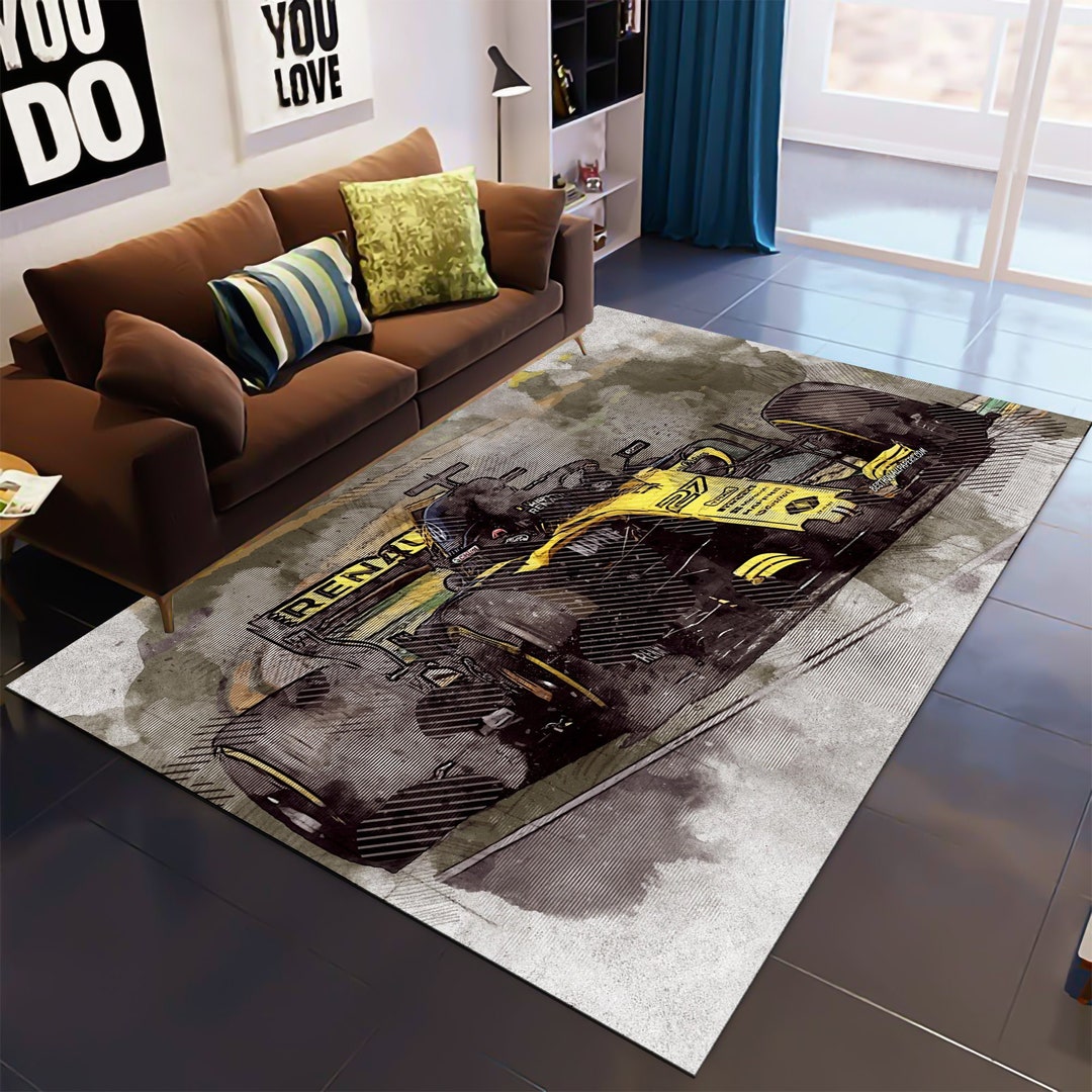 Formula Rug, Yellow Car Rug, Young Room Rug, Sport Cars Rug, Game Room ...