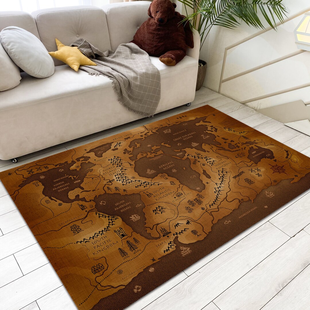 Vintage Rug Soft Rug Vintage World Map Rug Large Rug Old - Etsy