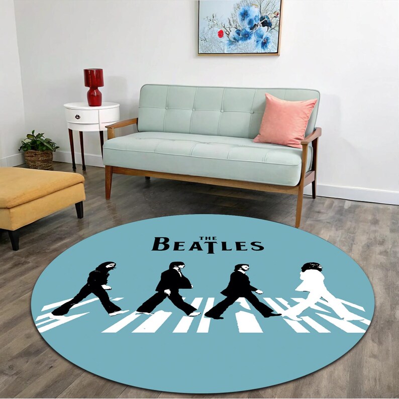 The Beatles Abbey Road Rug, Round Rock Band Cotton Carpet - Etsy