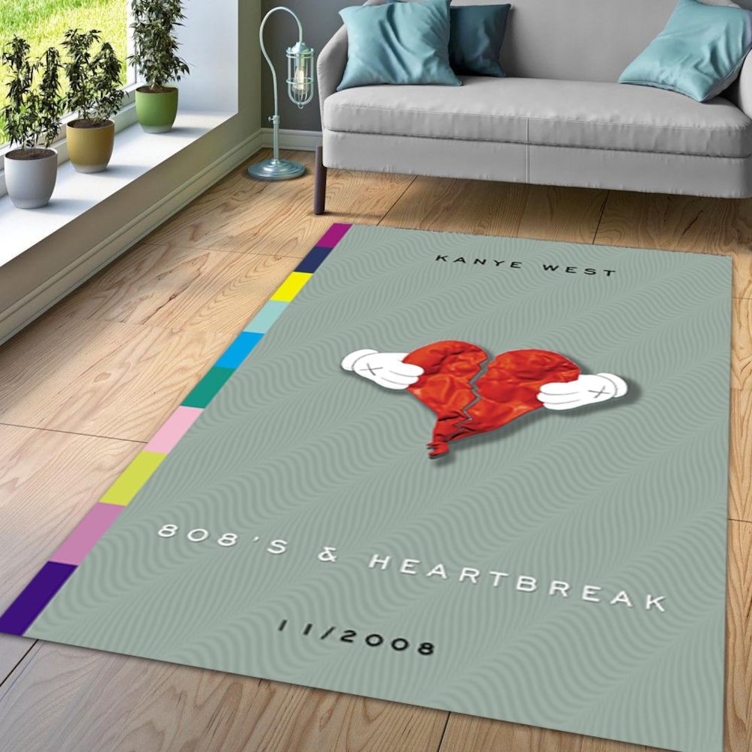 Kanye West '808s & Heartbreak' Album Cover Rug, Colorful Music Rug ...