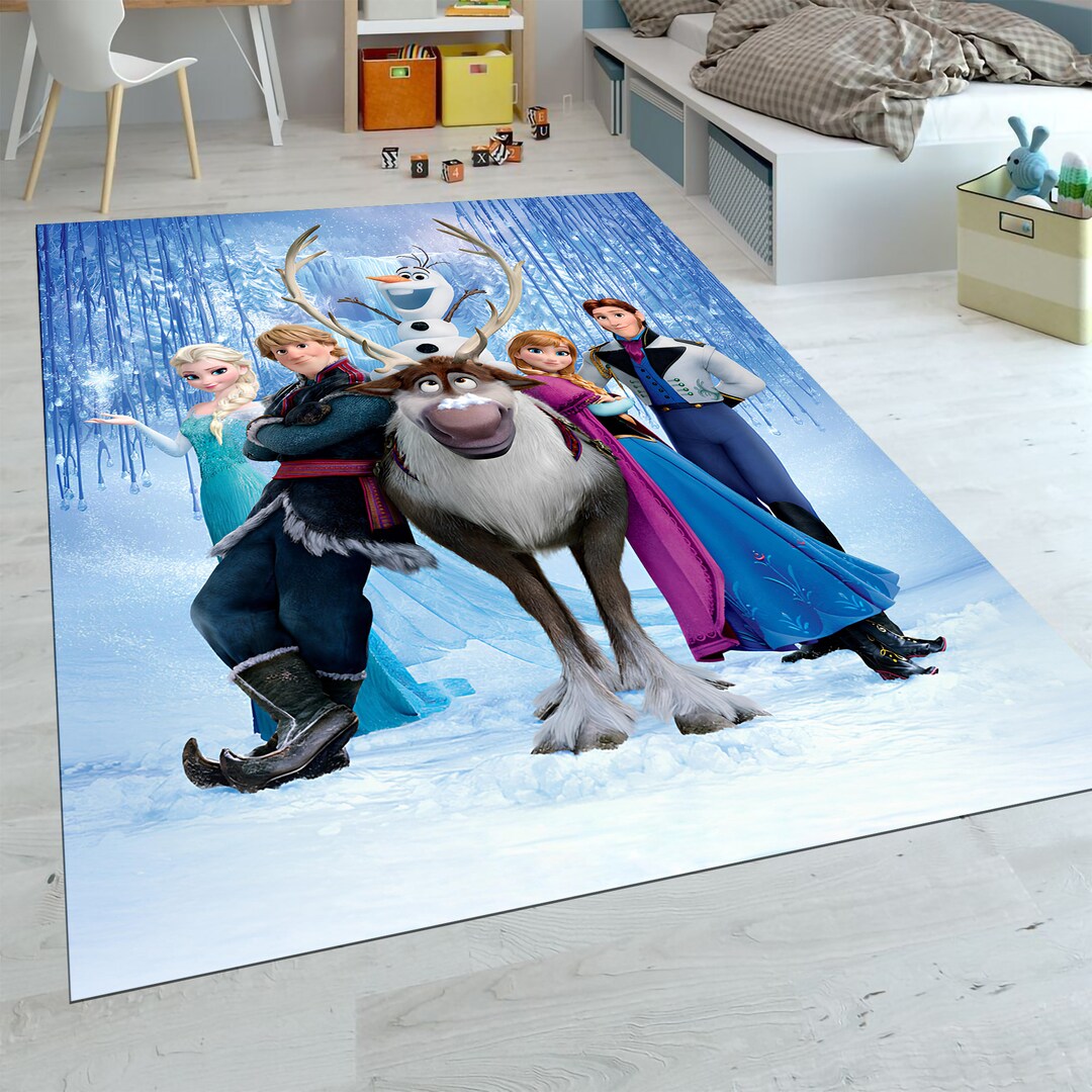 Frozen Rug: Elsa, Anna & Olaf, Kids Nursery Decor - Etsy