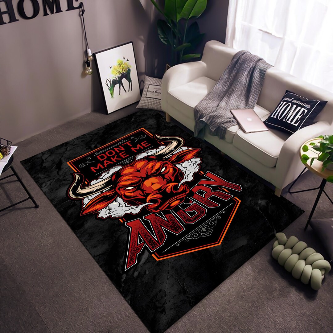Bull Rug, Red-bull Rug, Angry Bull Rug, Young Room Carpet, Abstract Rug ...
