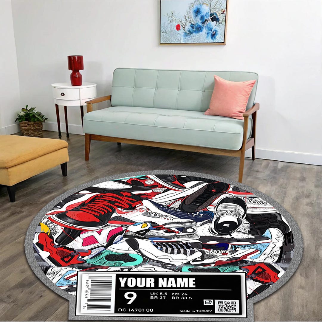 Custom Sneakers Rug, Sneakers Shoes Rug, Personalized Rug, Street Cool ...