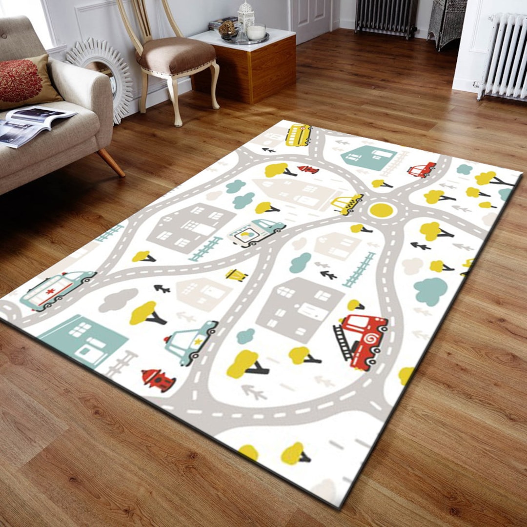 Kids City Rug Modern Rugs Kids Car Rug Personalized Rugs - Etsy