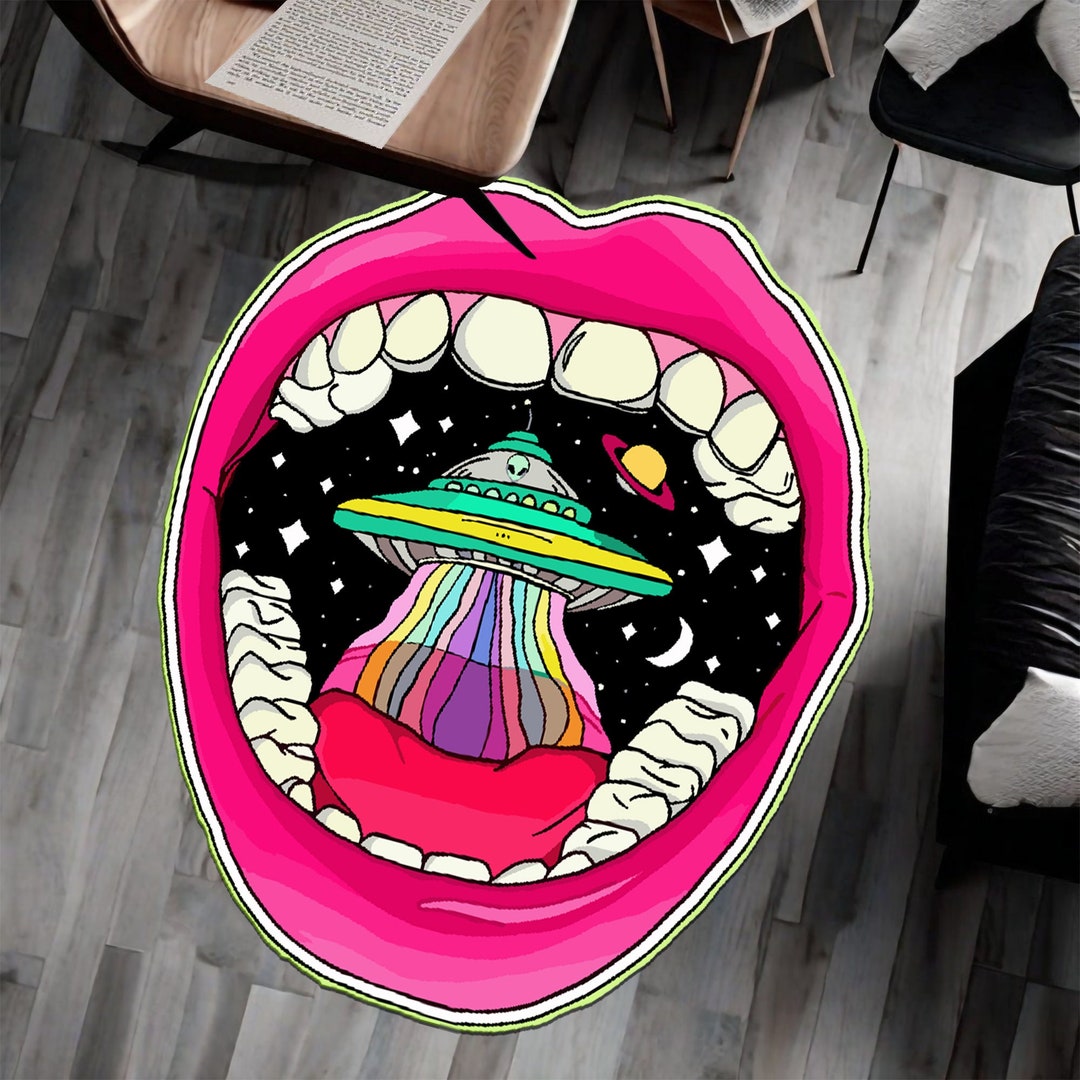 Spaceship Rug Lips Rug Alien Rug Ufo Pattern Rug Space - Etsy