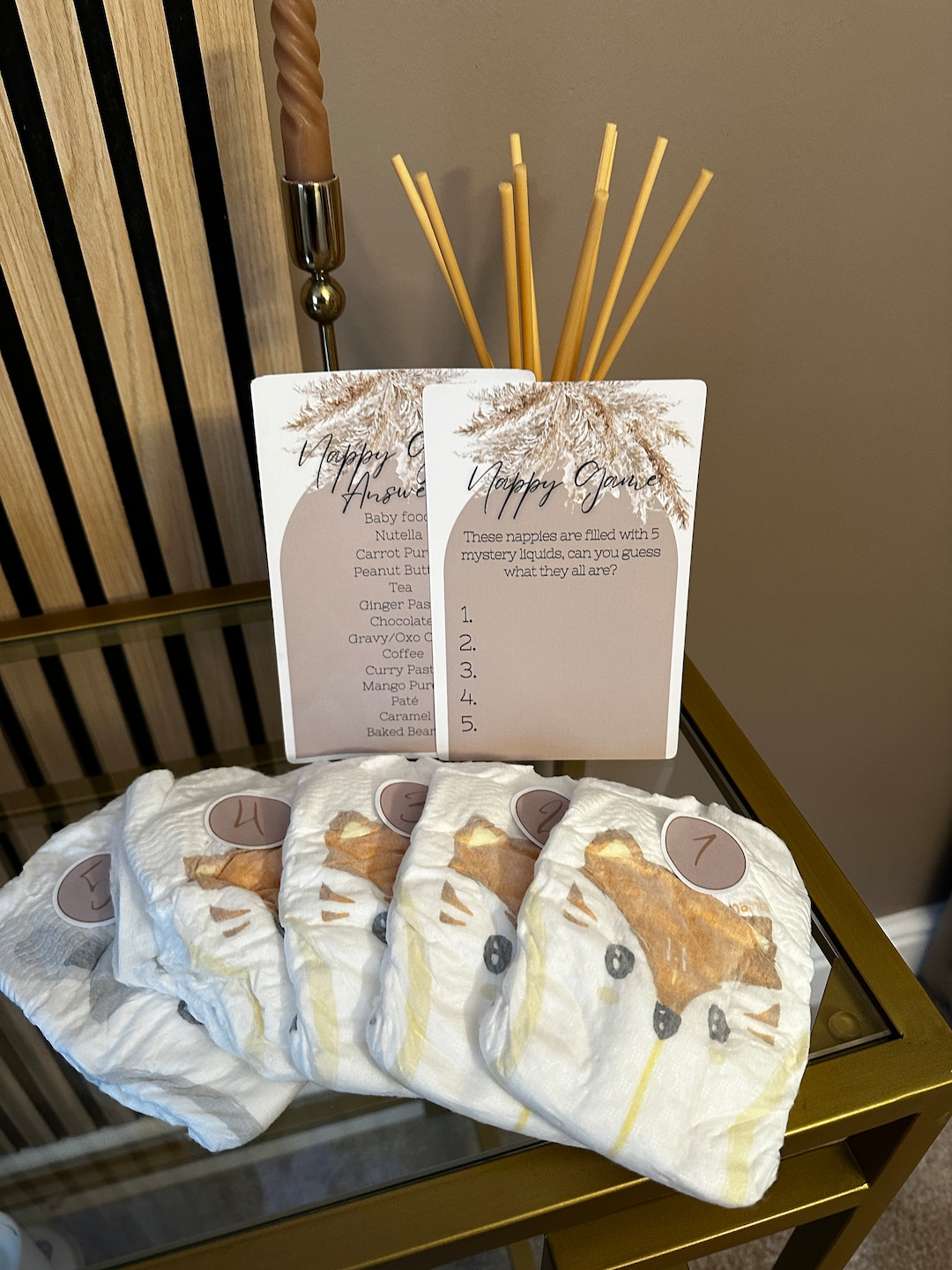 Pampas Nappy Game for Baby Showers - Includes 5 Nappies, Answer Sheets ...