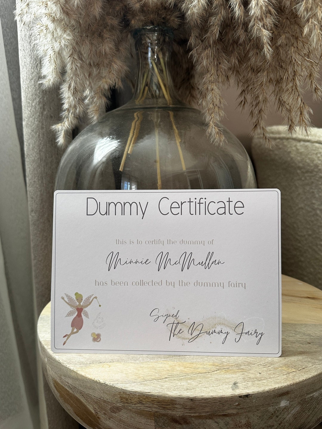 Personalised Dummy Fairy Certificate Children's Reward Keepsake 20x14cm ...