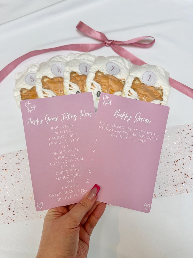 Pampas Nappy Game for Baby Showers - Includes 5 Nappies, Answer Sheets ...