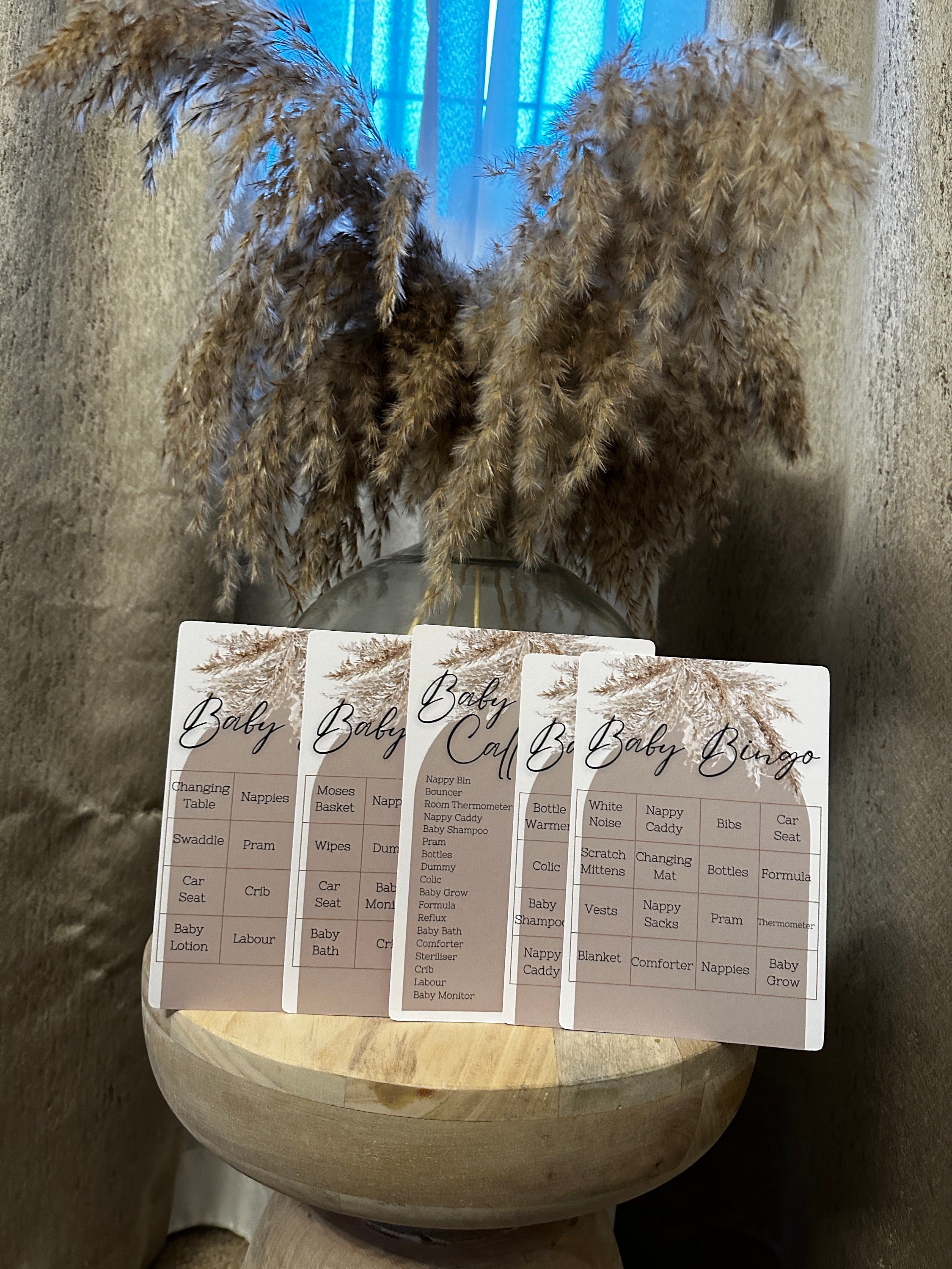 Baby Bingo Baby Shower Game, Pampas Theme, Gender Reveal Party, 4 ...